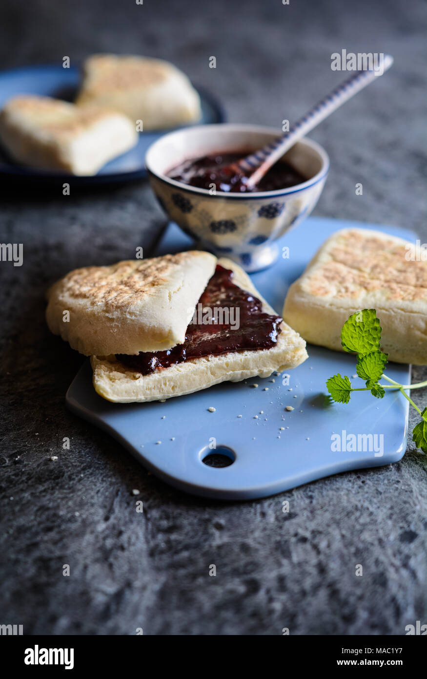 Irish Soda Farls - traditional Irish flatbread served with jam Stock ...