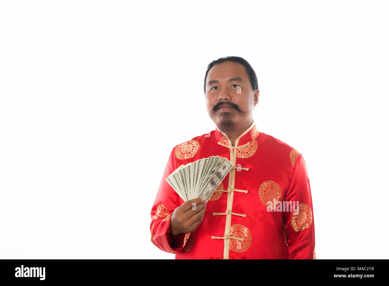 Chinese man pay Dollar, Chinese new year Stock Photo - Alamy