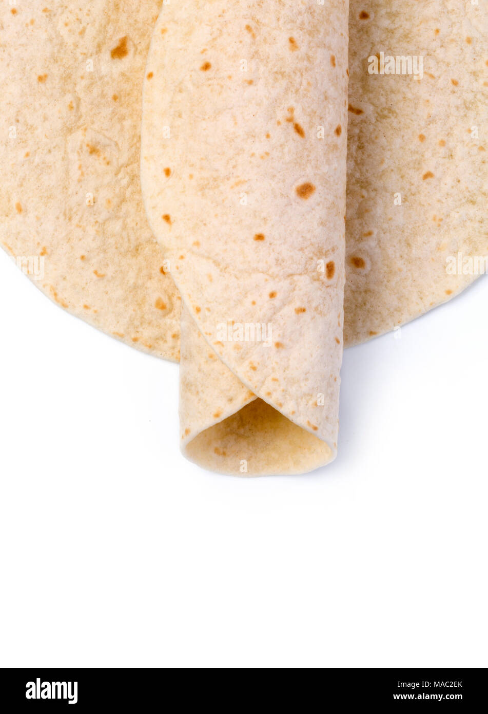 Plain tortilla wrap isolated on white from above Stock Photo - Alamy