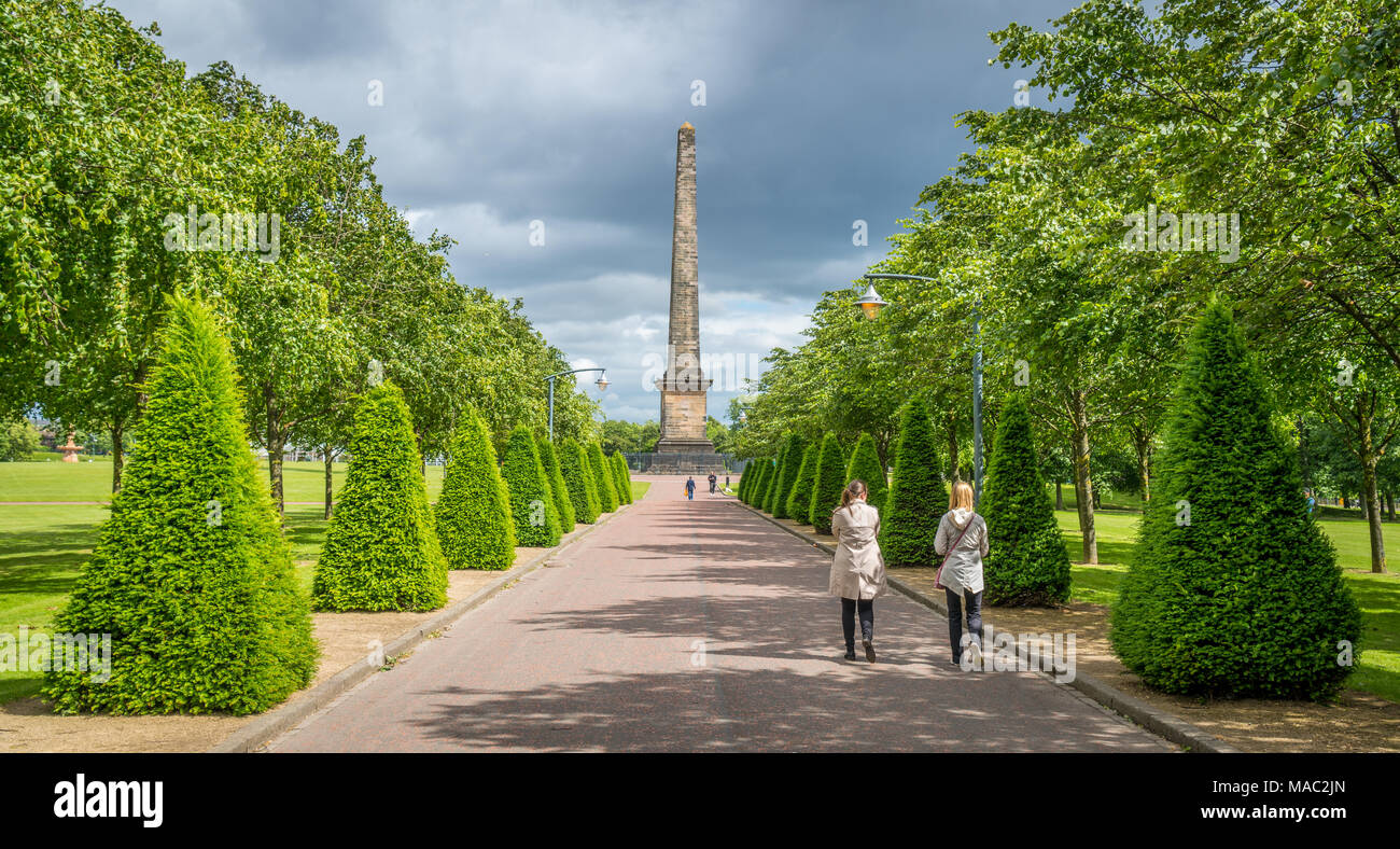 Path leading to Nelson's Monument in Glasgow Green, Scotland Stock ...