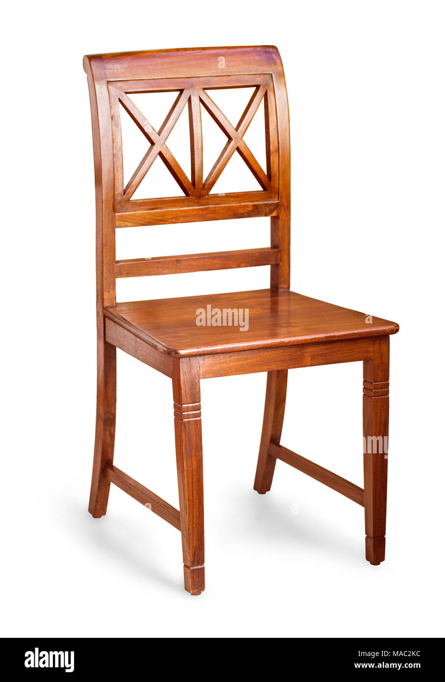 Wooden comfortable chair isolated on white background with clipping ...