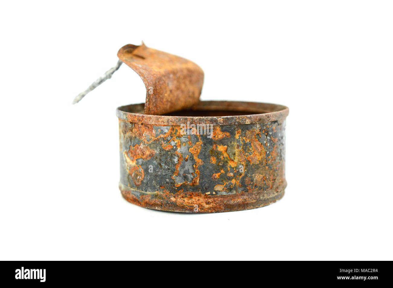 Old used dirty empty round tin can on white background,image Stock ...