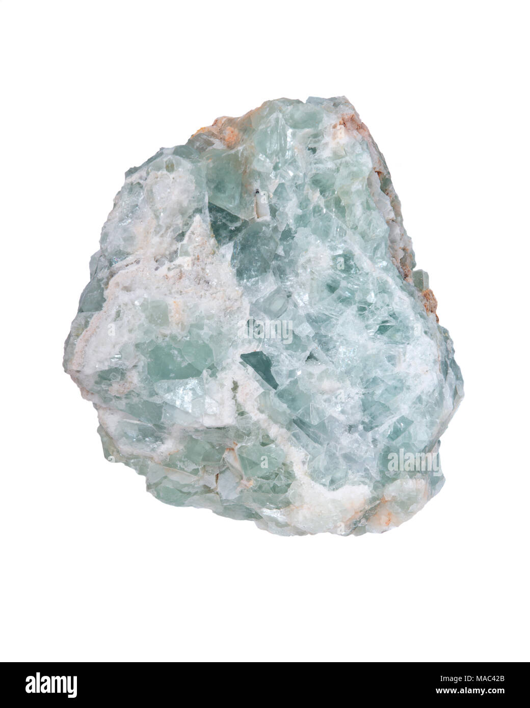 Raw Green Apophyllite Cluster in matrix isolated on white background ...