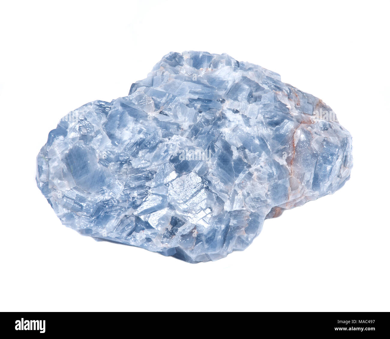 Raw blue calcite natural chunk isolated on white background Stock Photo ...