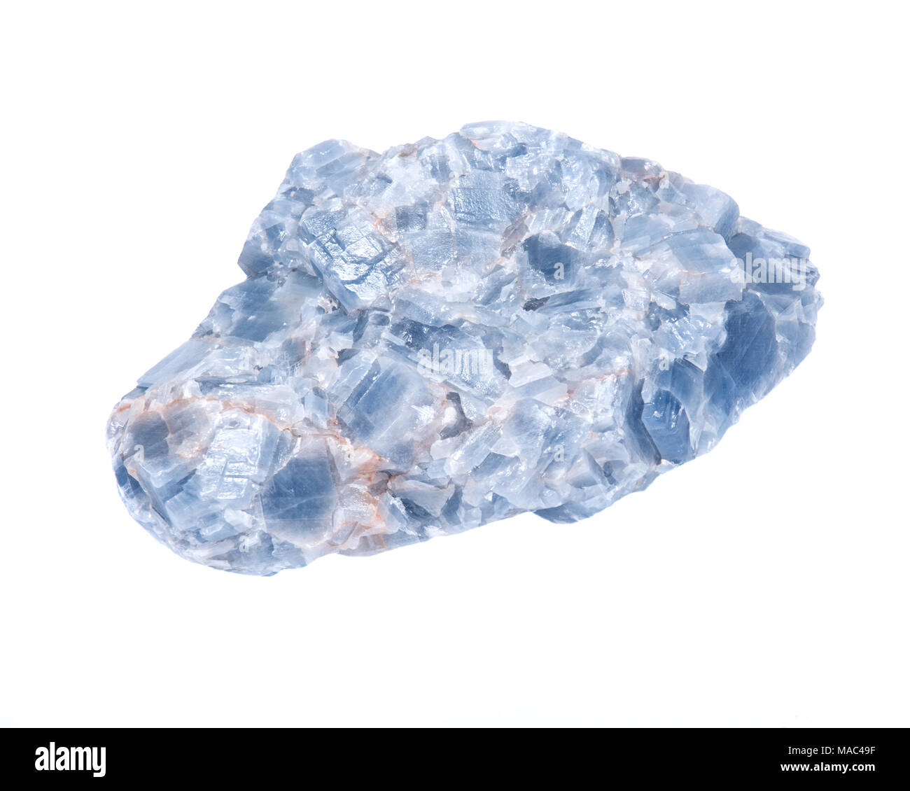 Raw blue calcite natural chunk isolated on white background Stock Photo ...