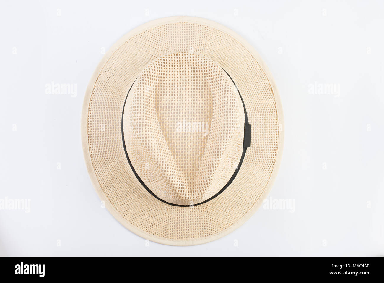 Top view of straw hat isolated on white background Stock Photo - Alamy