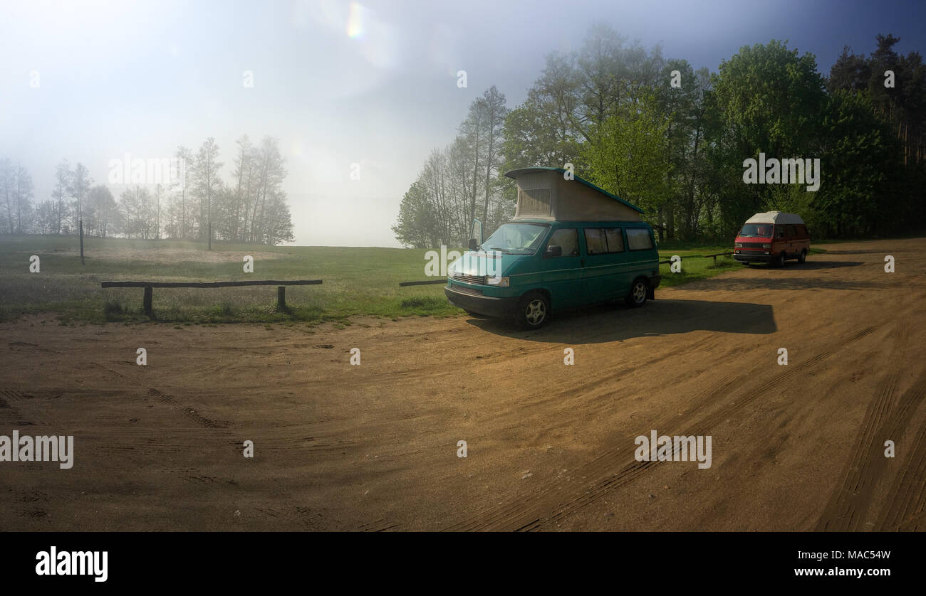 Chilling in the camper van during rain at the lake side Stock Photo - Alamy
