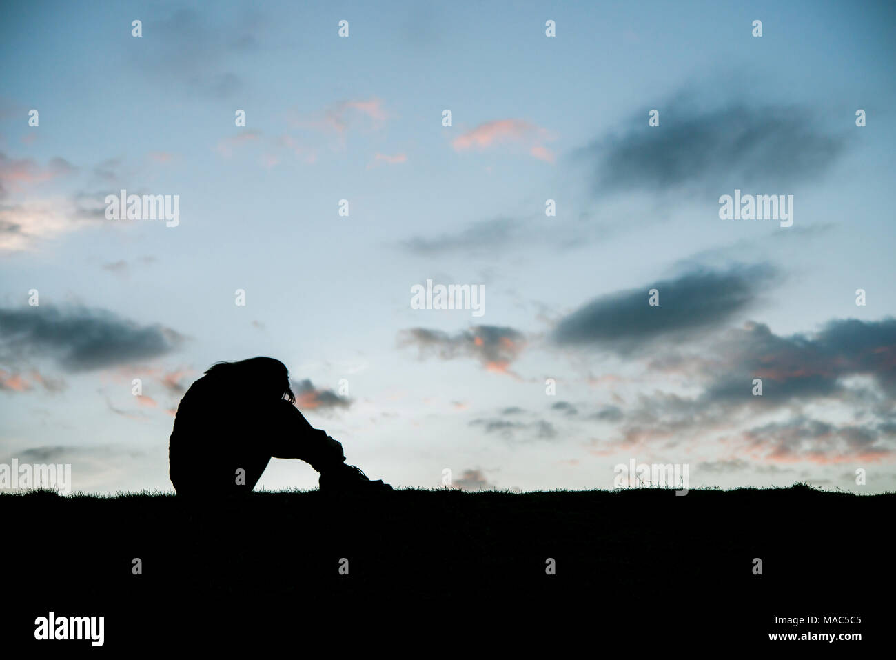 Woman Silhouette Sad Stock Photos & Woman Silhouette Sad Stock Images ...