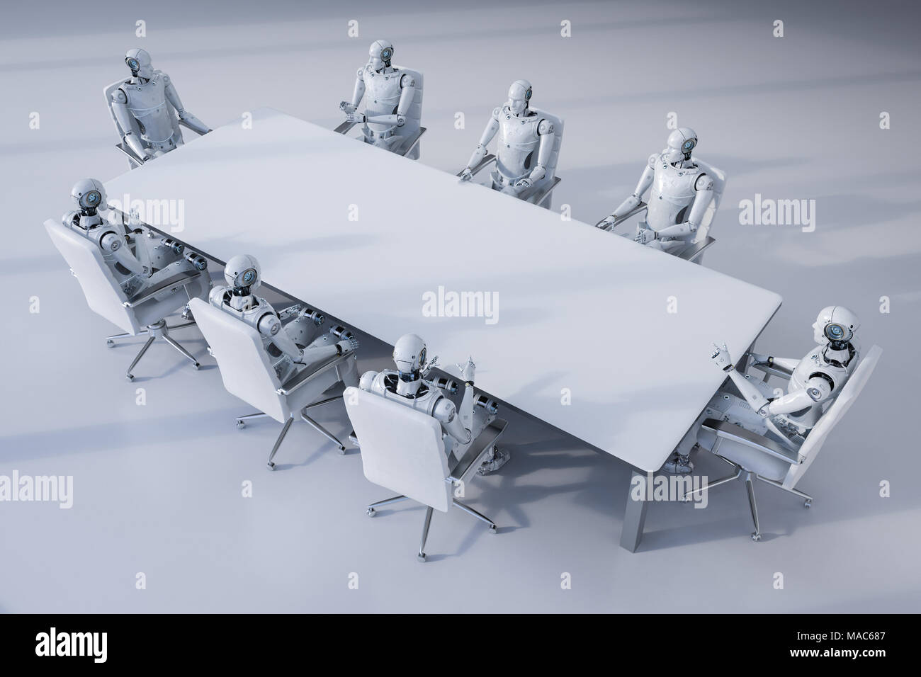 3d rendering robot working in office or conference room Stock Photo - Alamy