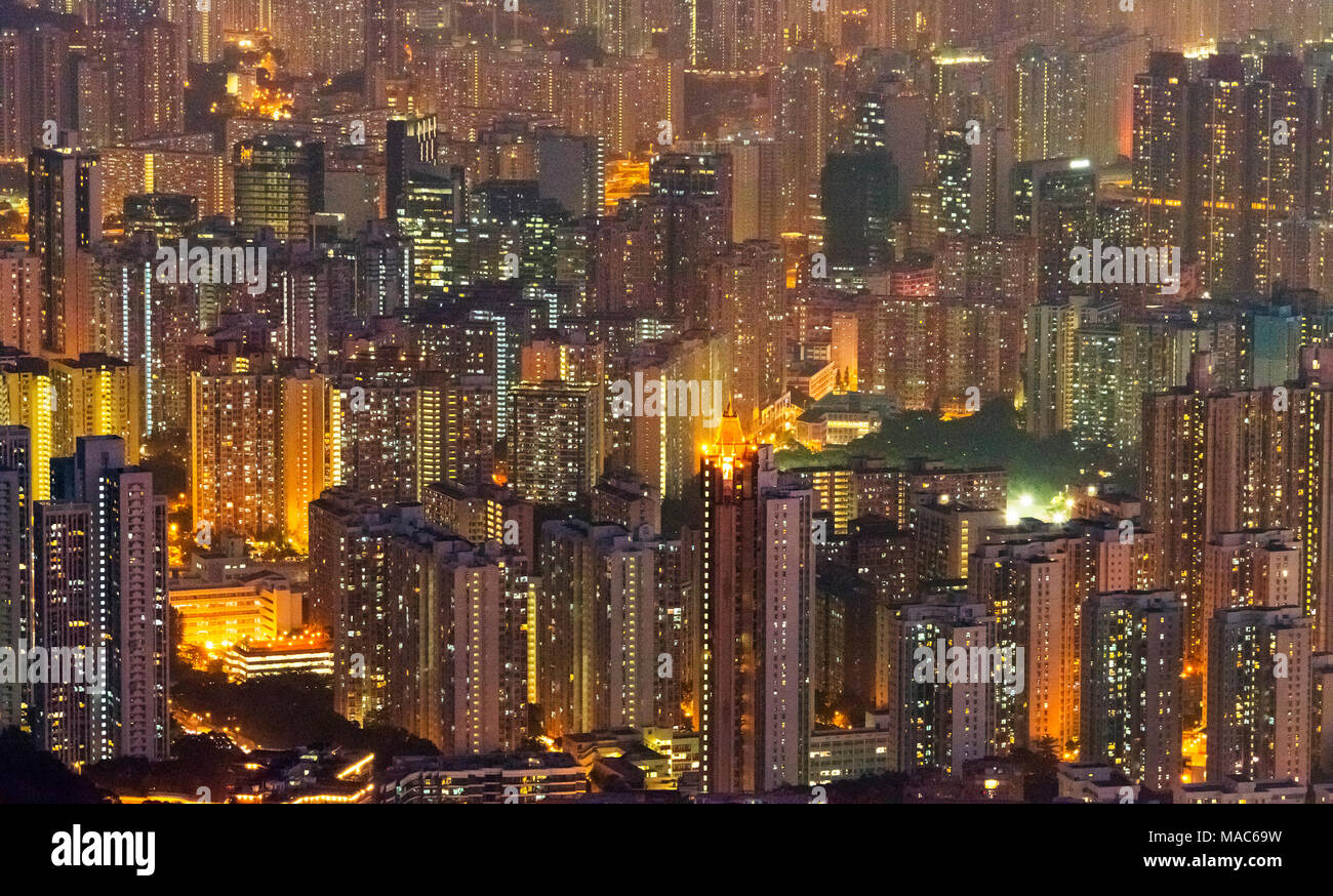 Aerial view of high rises at dusk, Hong Kong, China Stock Photo - Alamy