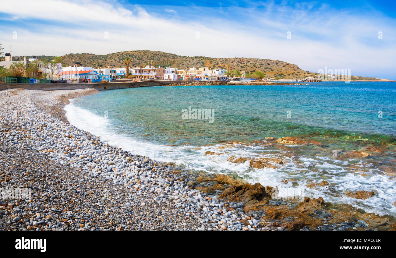 Traditional pictorial coastal fishing village of Milatos, Crete, Greece ...