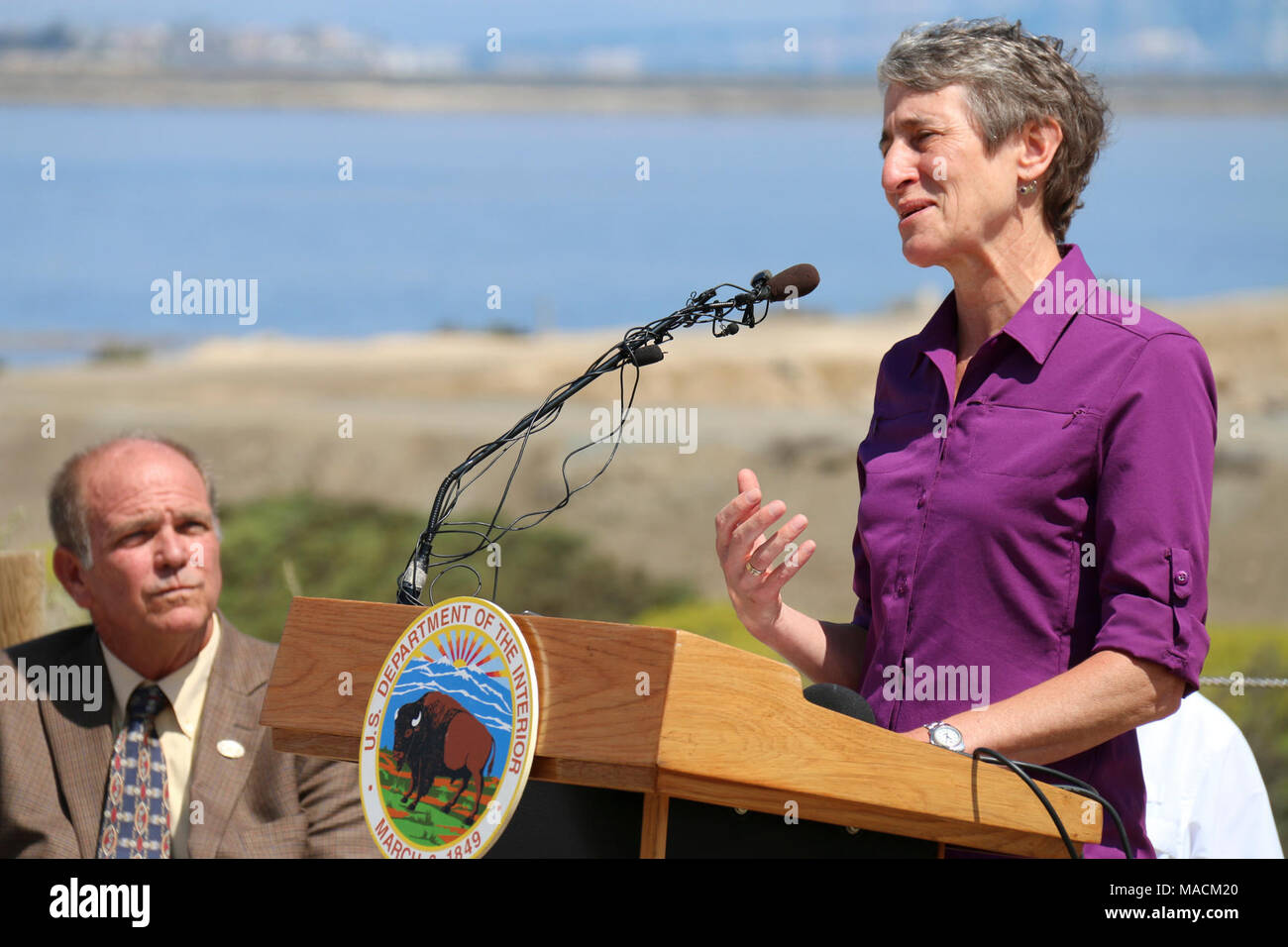 Secretary Jewell (right) and Mayor of Imperial Beach Jim Janney Stock ...