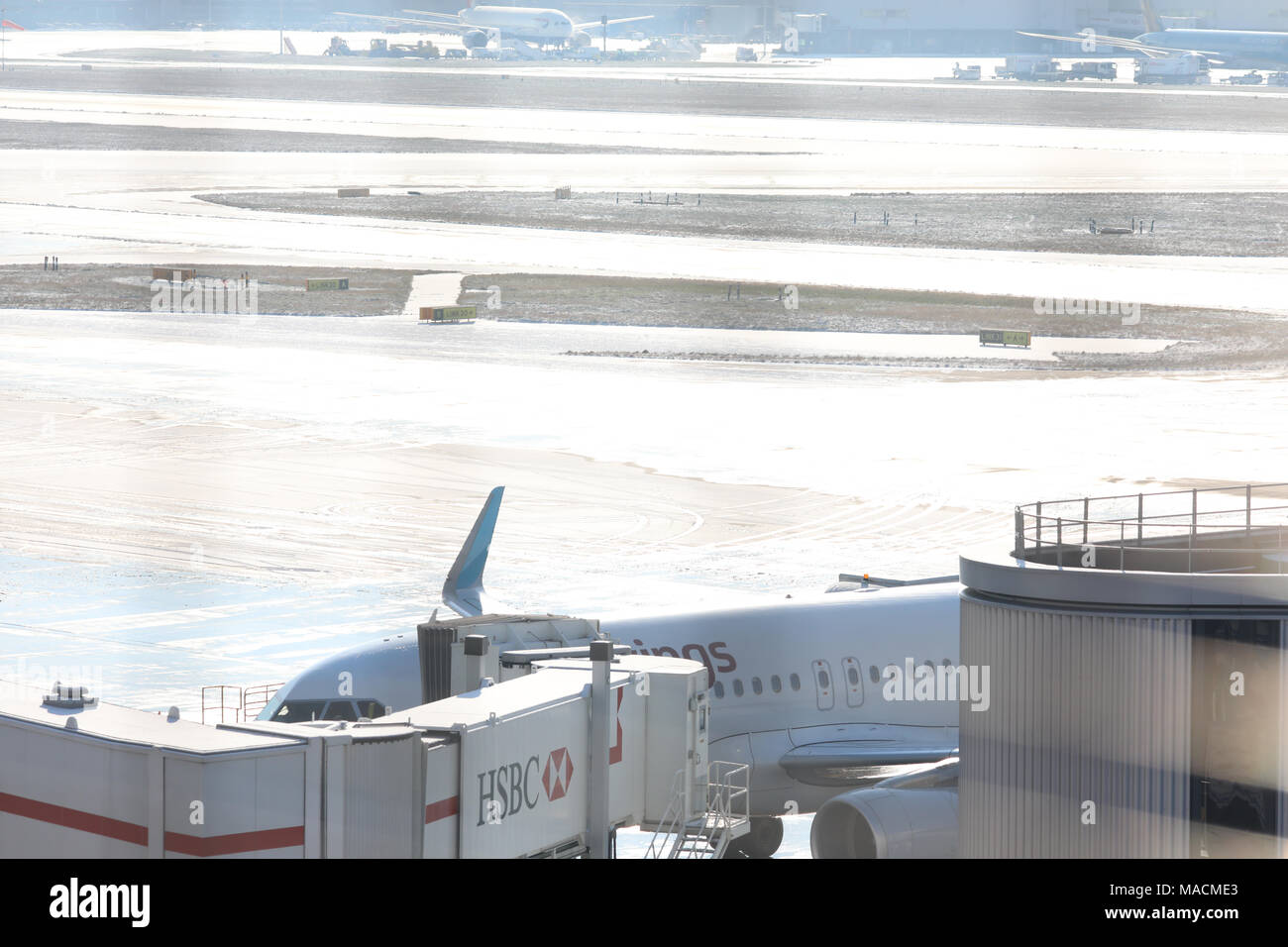 Heavy snow covers Heathrow Airport Featuring: Atmosphere Where: London ...