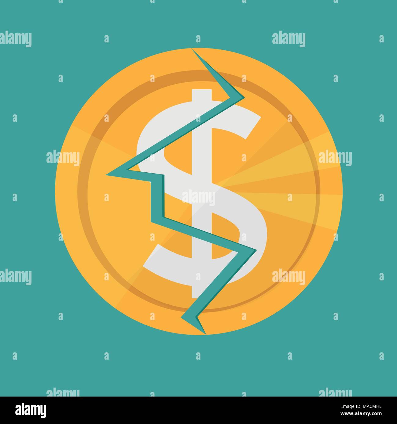 Golden Cracked Dollar Coin American Money Currency Symbol The Crack golden-cracked-dollar-coin-american-money-currency-symbol-the-crack