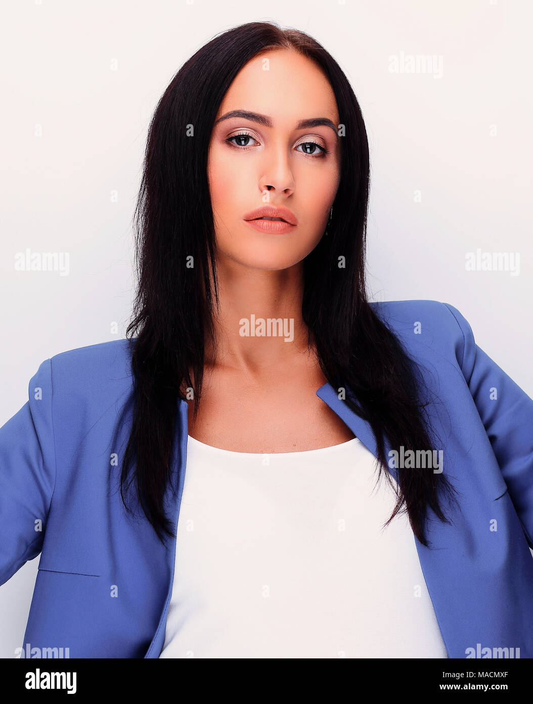 Business woman isolated on white background Stock Photo - Alamy