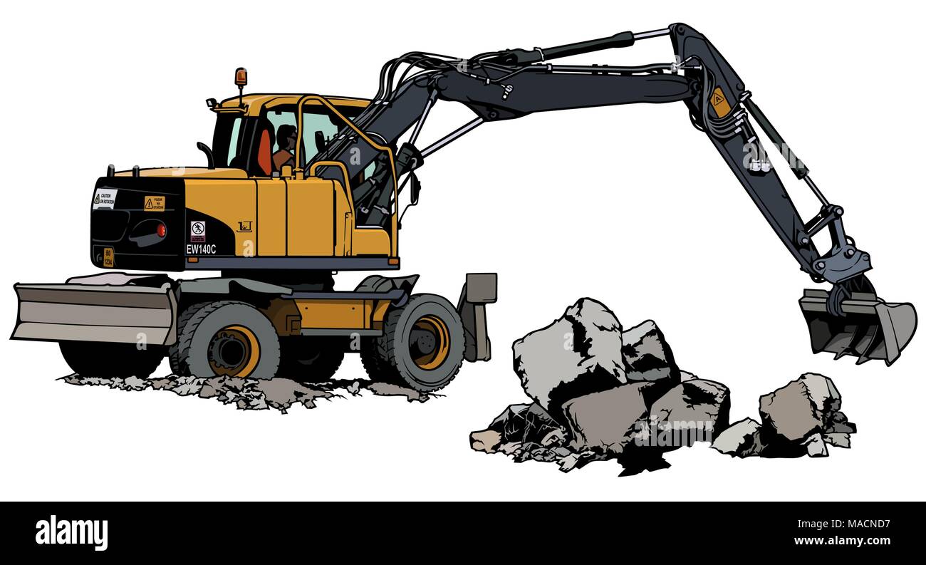 Excavator Machine in Work Stock Vector Image & Art - Alamy