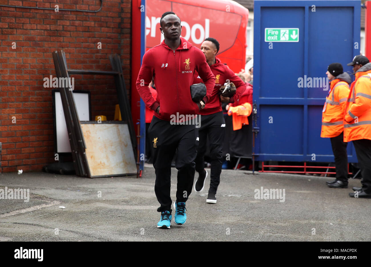 Liverpool's Sadio Mane arrives prior to the Premier League match at ...