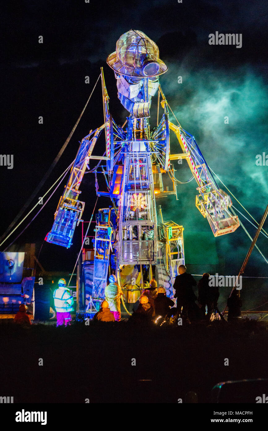 The Man Engine at Geevor tin mine, Pendeen Cornwall, the tallest puppet ...