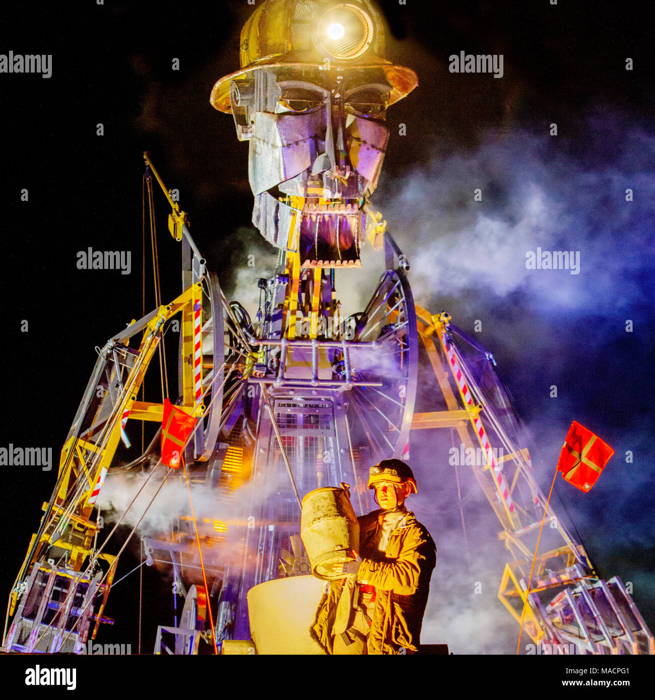 The Man Engine at Geevor tin mine, Pendeen Cornwall, the tallest puppet ...