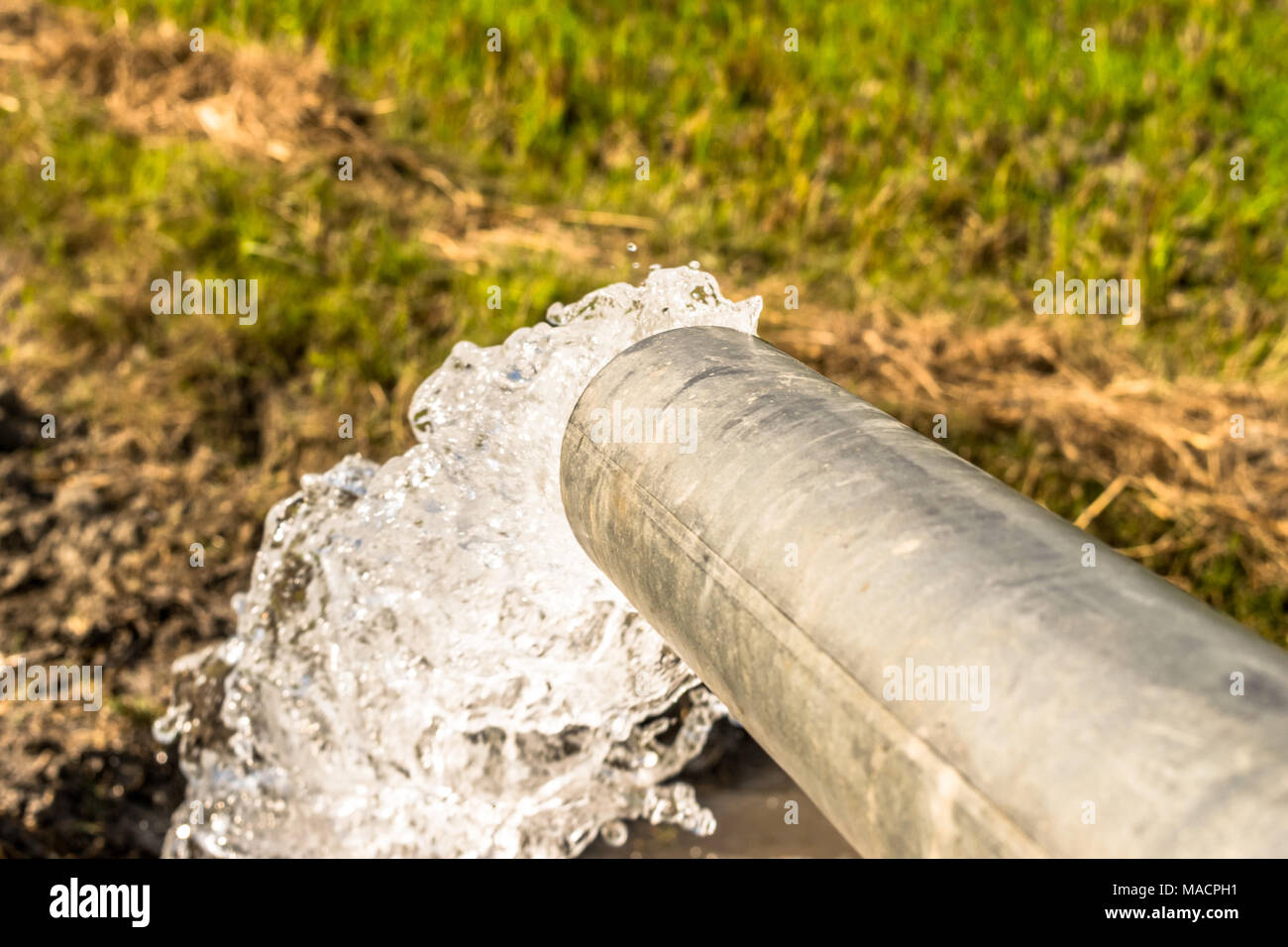 crystal clear sweet and healthy water being flush out by a heavy diesel ...