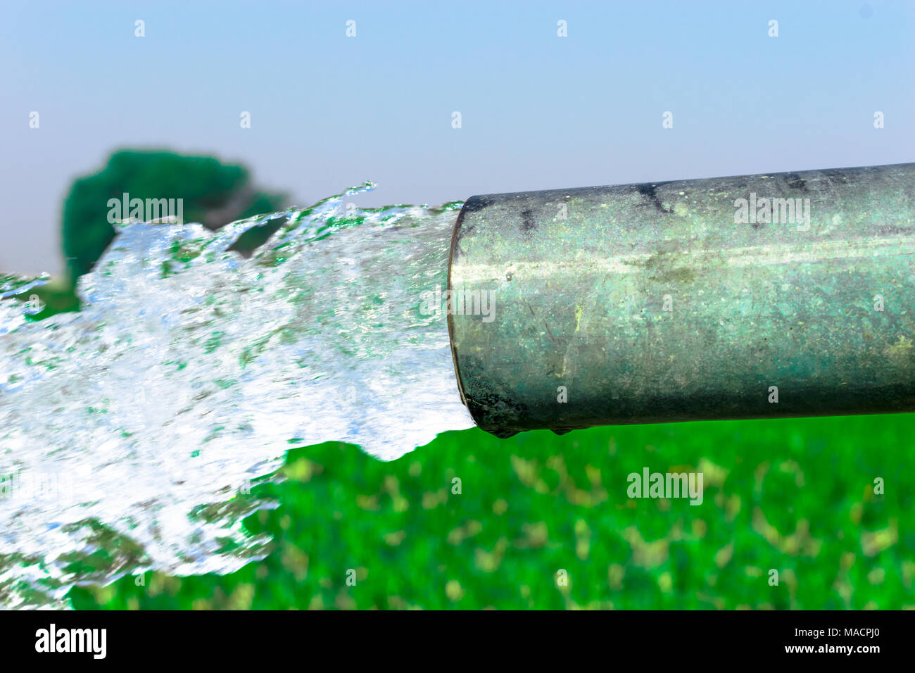 crystal clear sweet and healthy water being flush out by a heavy diesel ...