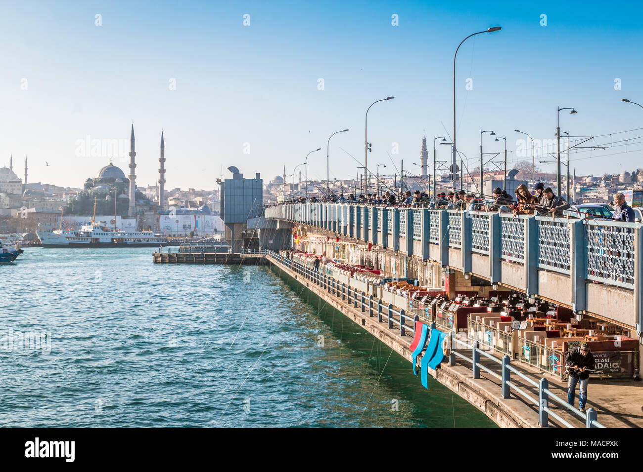 Nice view of Galata Bridge in Istanbul Turkey Stock Photo - Alamy