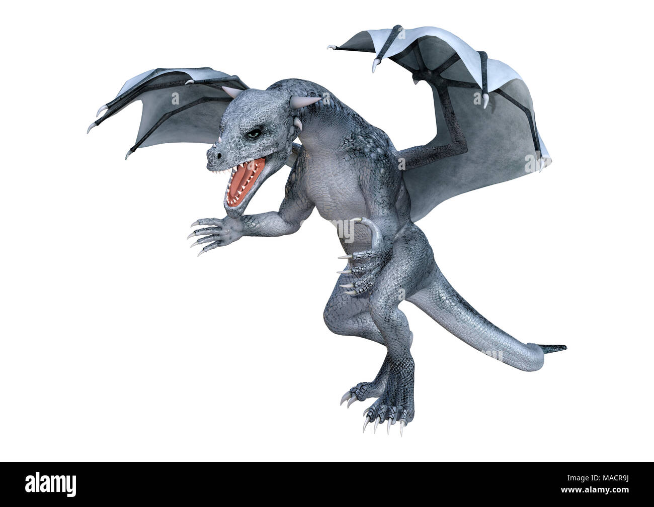 3D rendering of a fantasy dragon whelp isolated on white background ...
