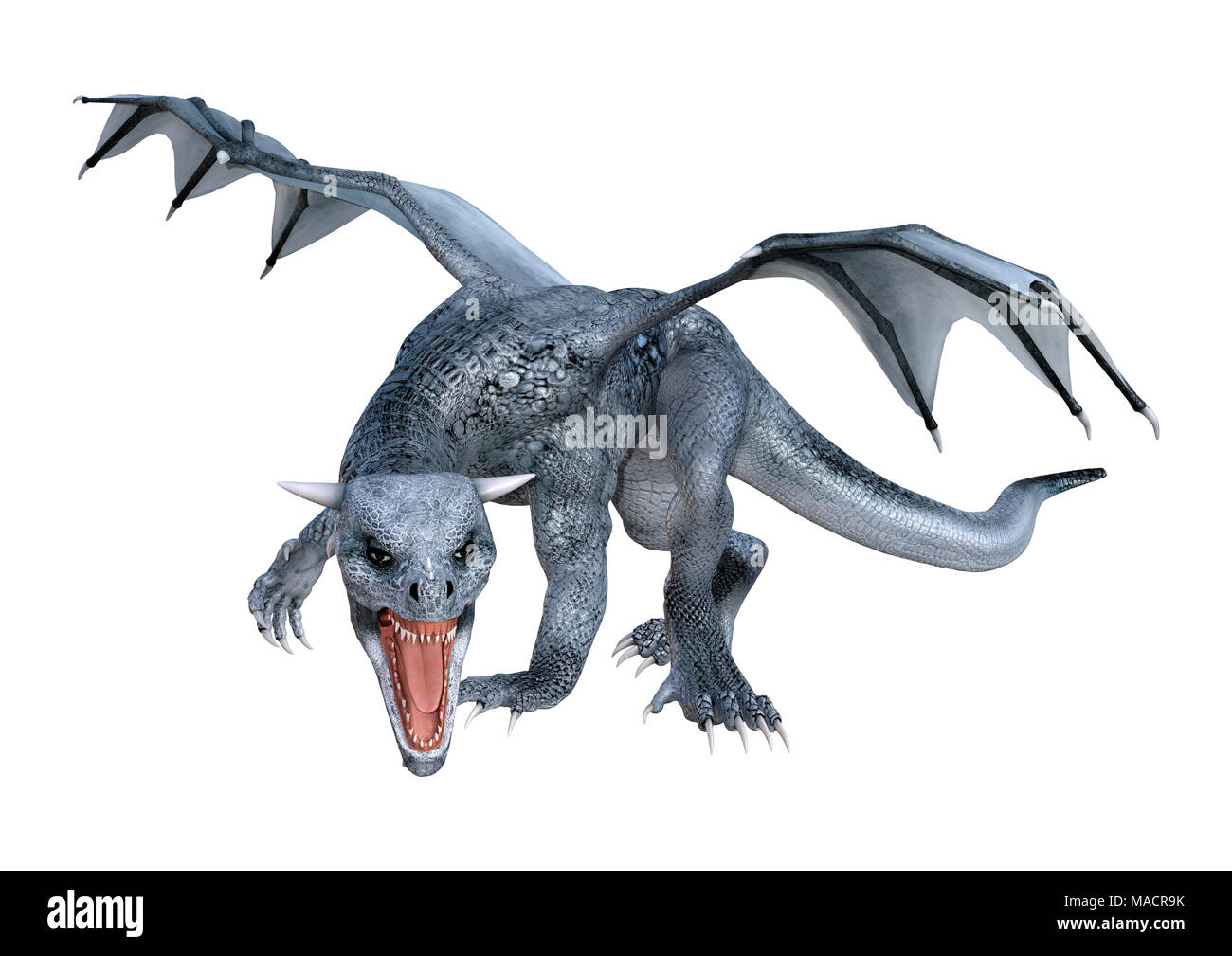 3D rendering of a fantasy dragon whelp isolated on white background ...