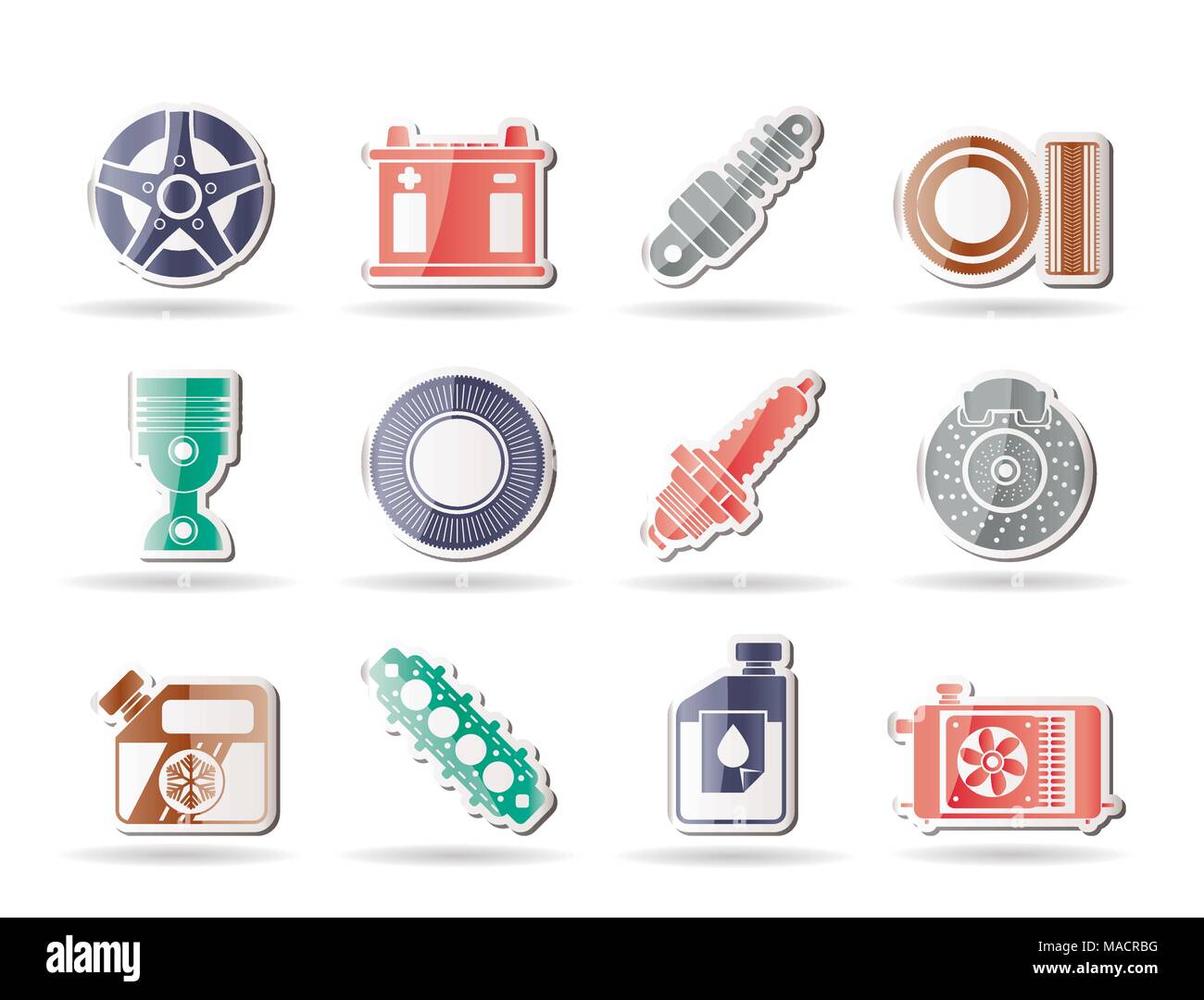 Car Parts and Services objects - Vector illustration Stock Vector Image ...
