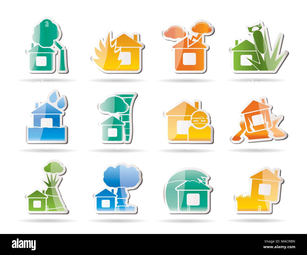 home and house insurance and risk icons - vector icon set Stock Vector ...