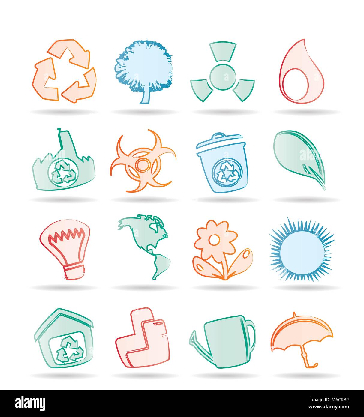 Simple Ecology and Recycling icons - Vector Icon Set Stock Vector Image ...