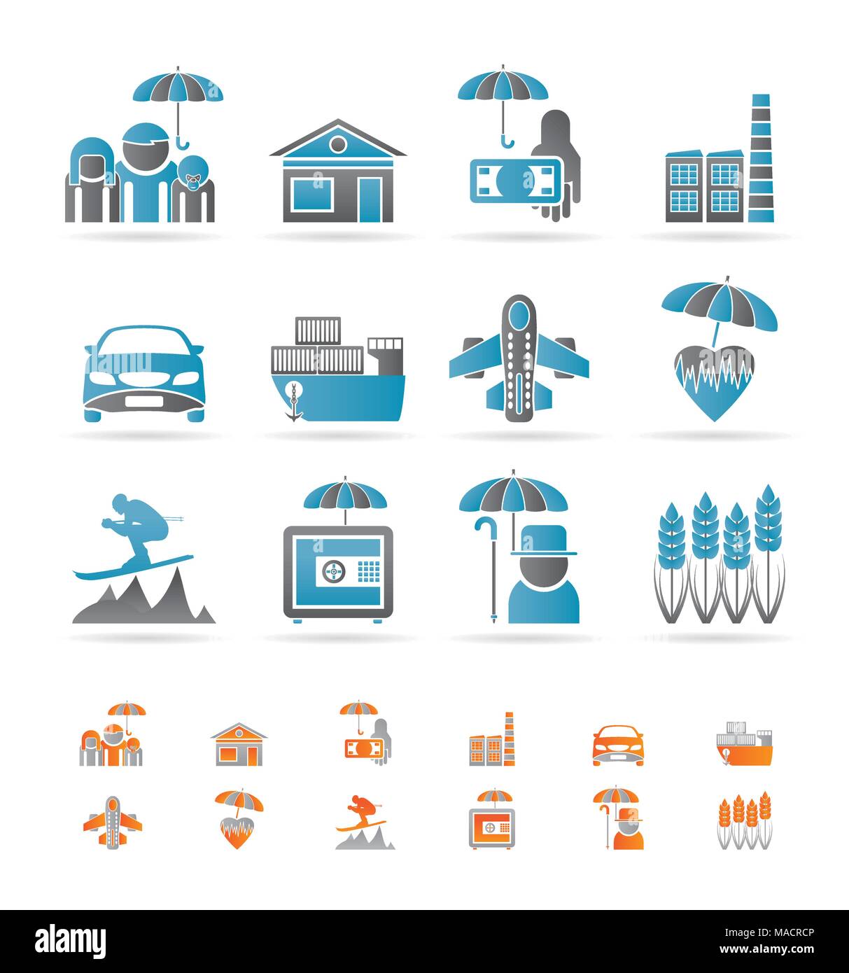 different kind of insurance and risk icons - vector icon set Stock ...