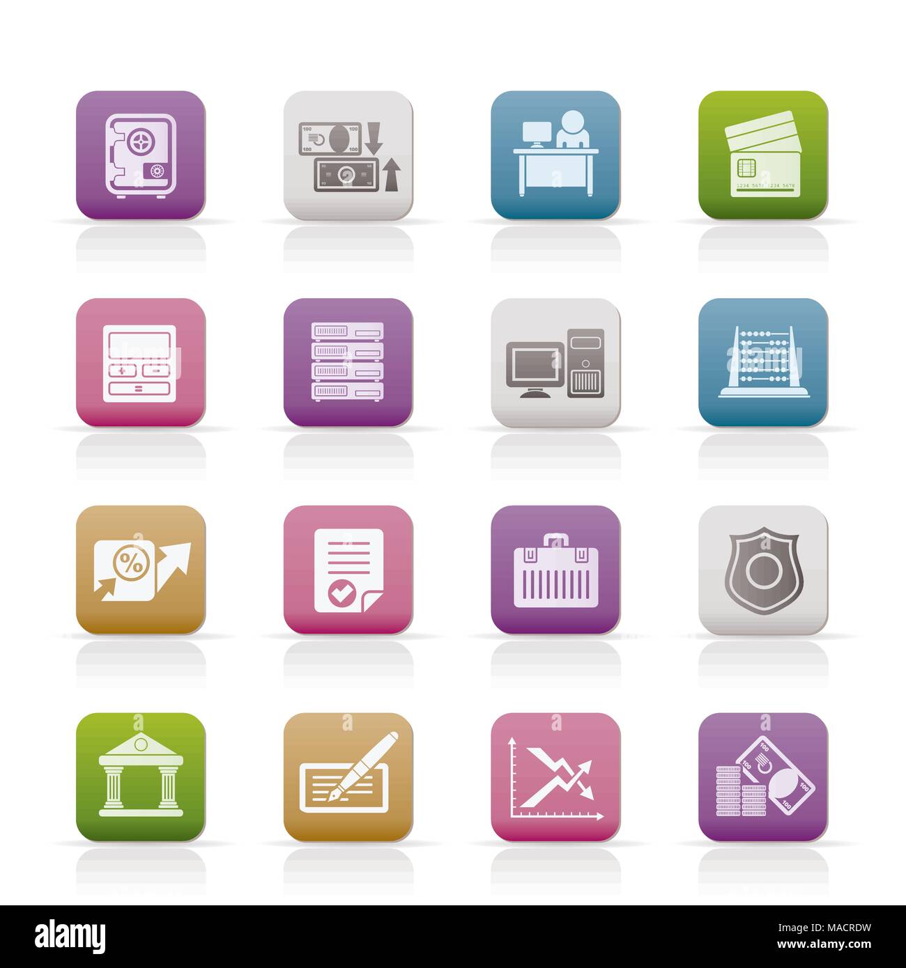 bank, business, finance and office icons - vector icon set Stock Vector ...