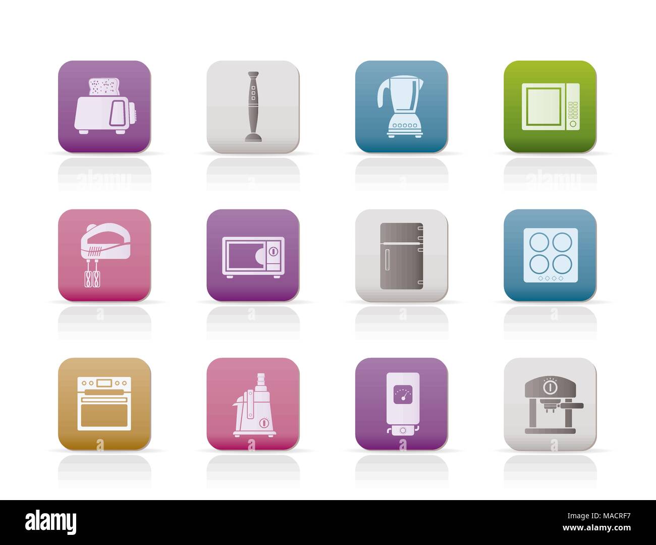 Kitchen and home equipment icons - vector icon set Stock Vector Image ...