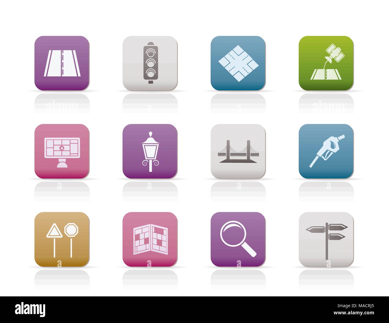Road, navigation and travel icons - vector icon set Stock Vector Image ...