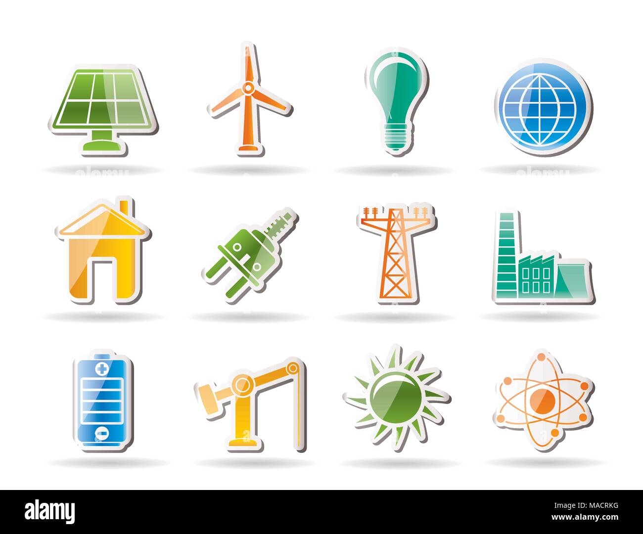 power, energy and electricity objects - vector illustration Stock ...