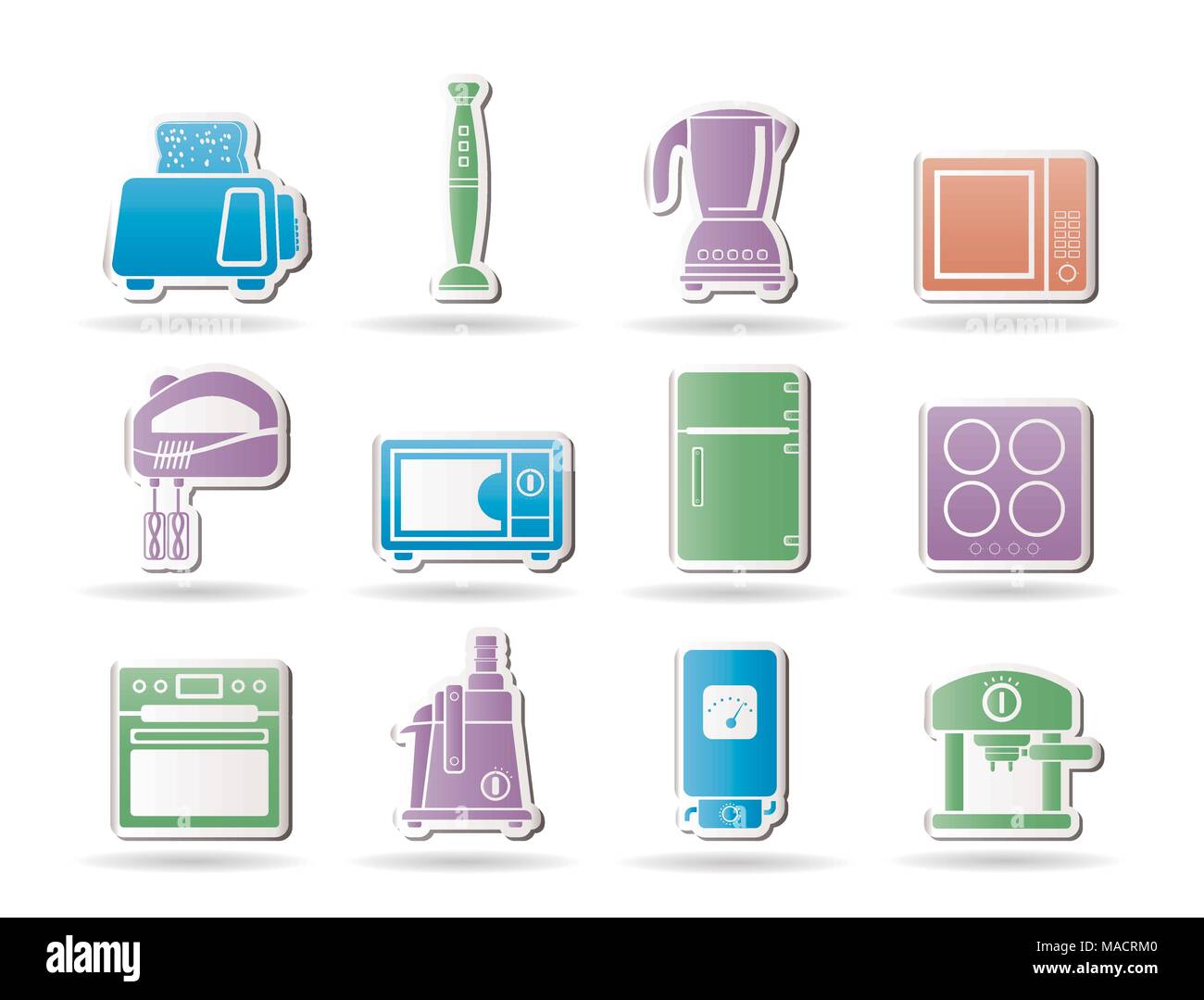 Kitchen and home equipment icons - vector icon set Stock Vector Image ...