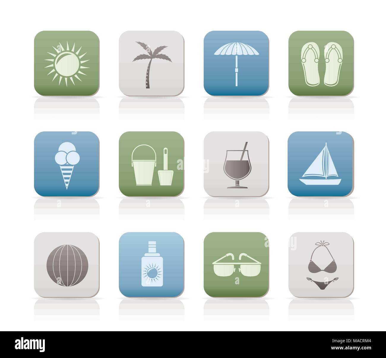 Summer, Holiday and beach objects - Vector Illustration Stock Vector ...