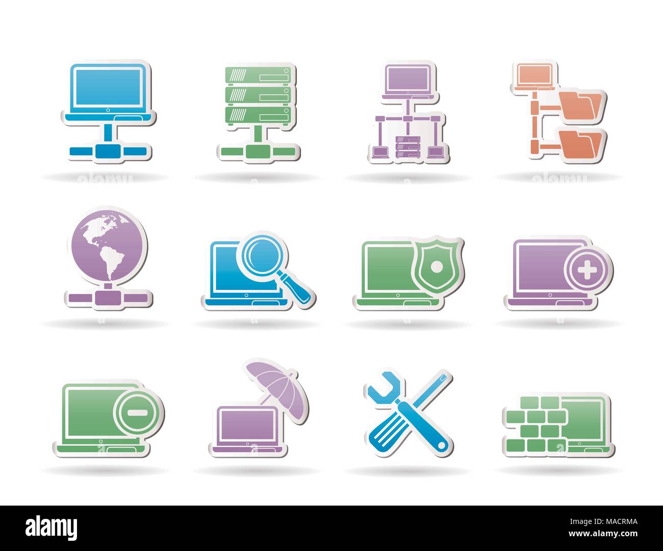 Network, Server and Hosting objects - vector illustration Stock Vector ...