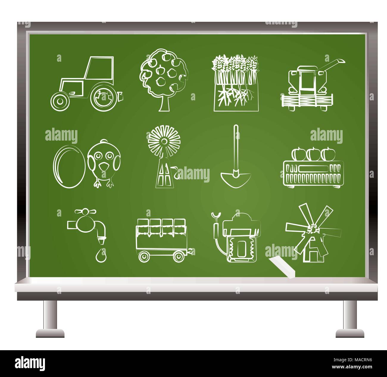 painted with chalk farming industry and farming tools - vector ...
