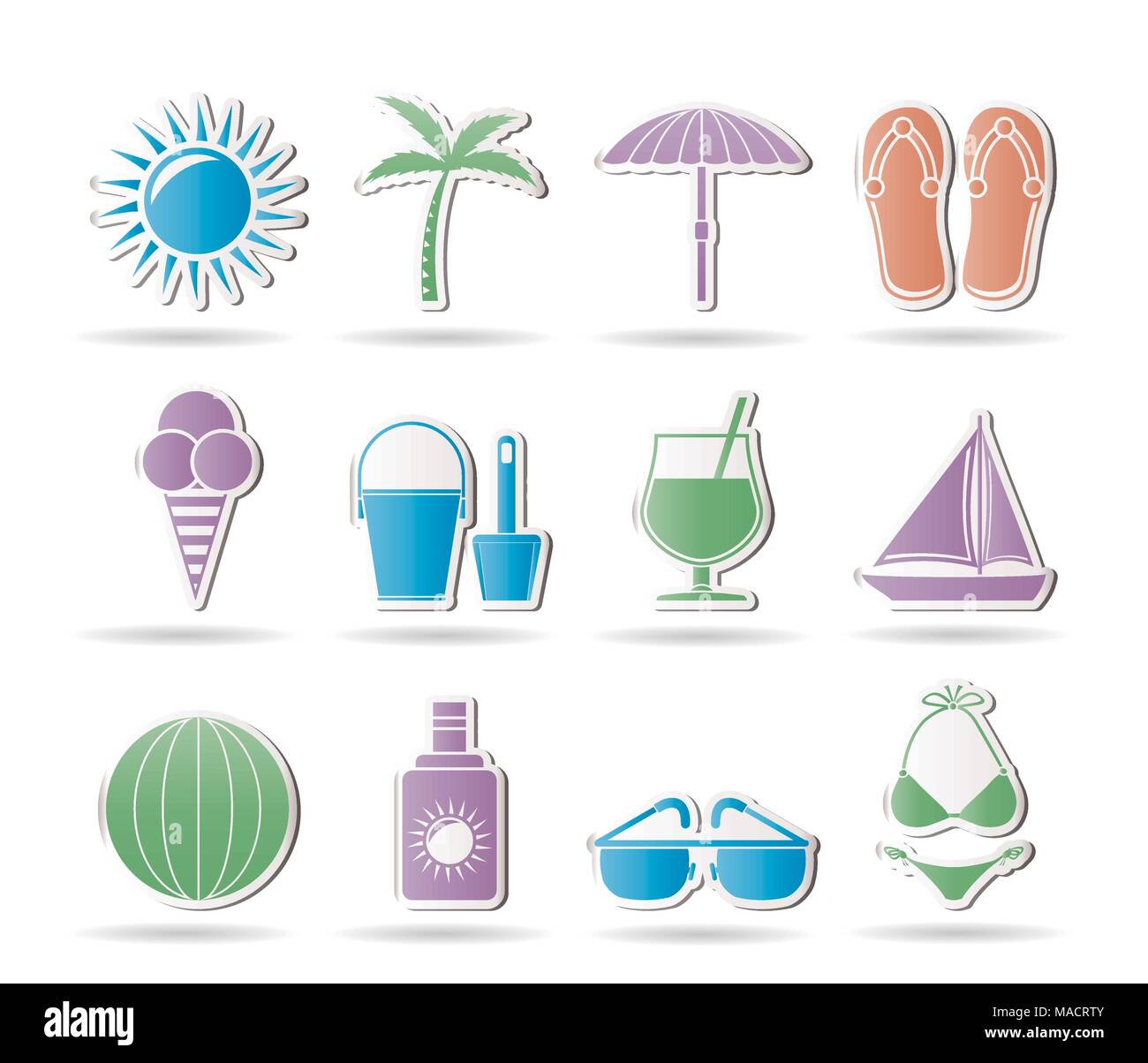 Summer, Holiday and beach objects - Vector Illustration Stock Vector ...