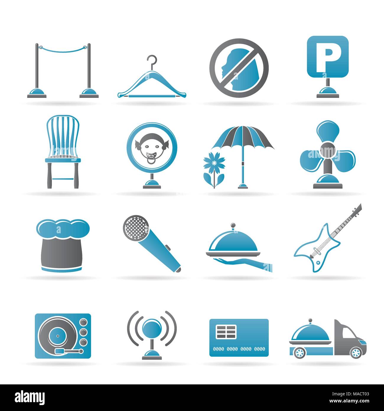 restaurant, cafe, bar and night club icons - vector icon set Stock ...