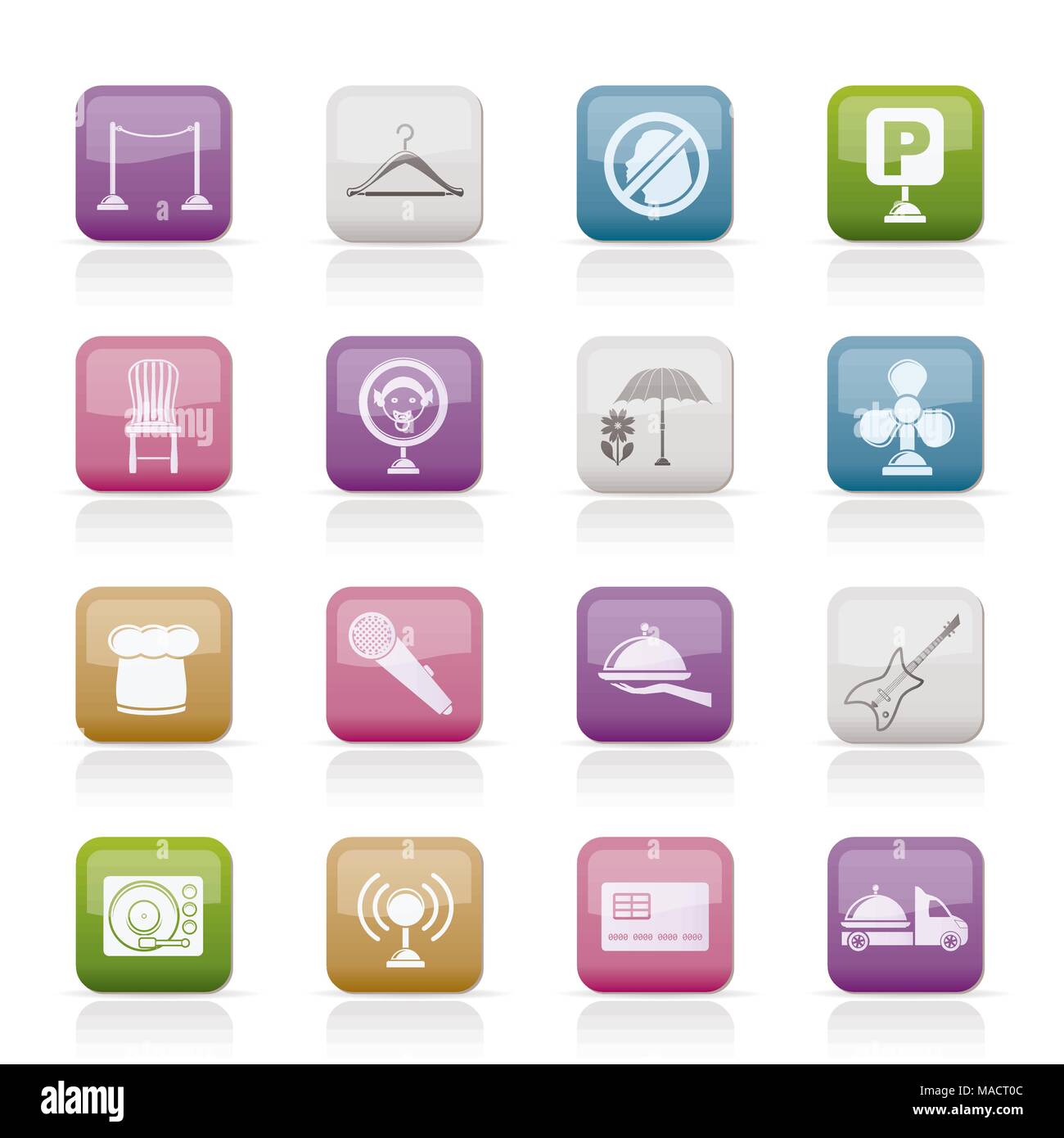 restaurant, cafe, bar and night club icons - vector icon set Stock ...