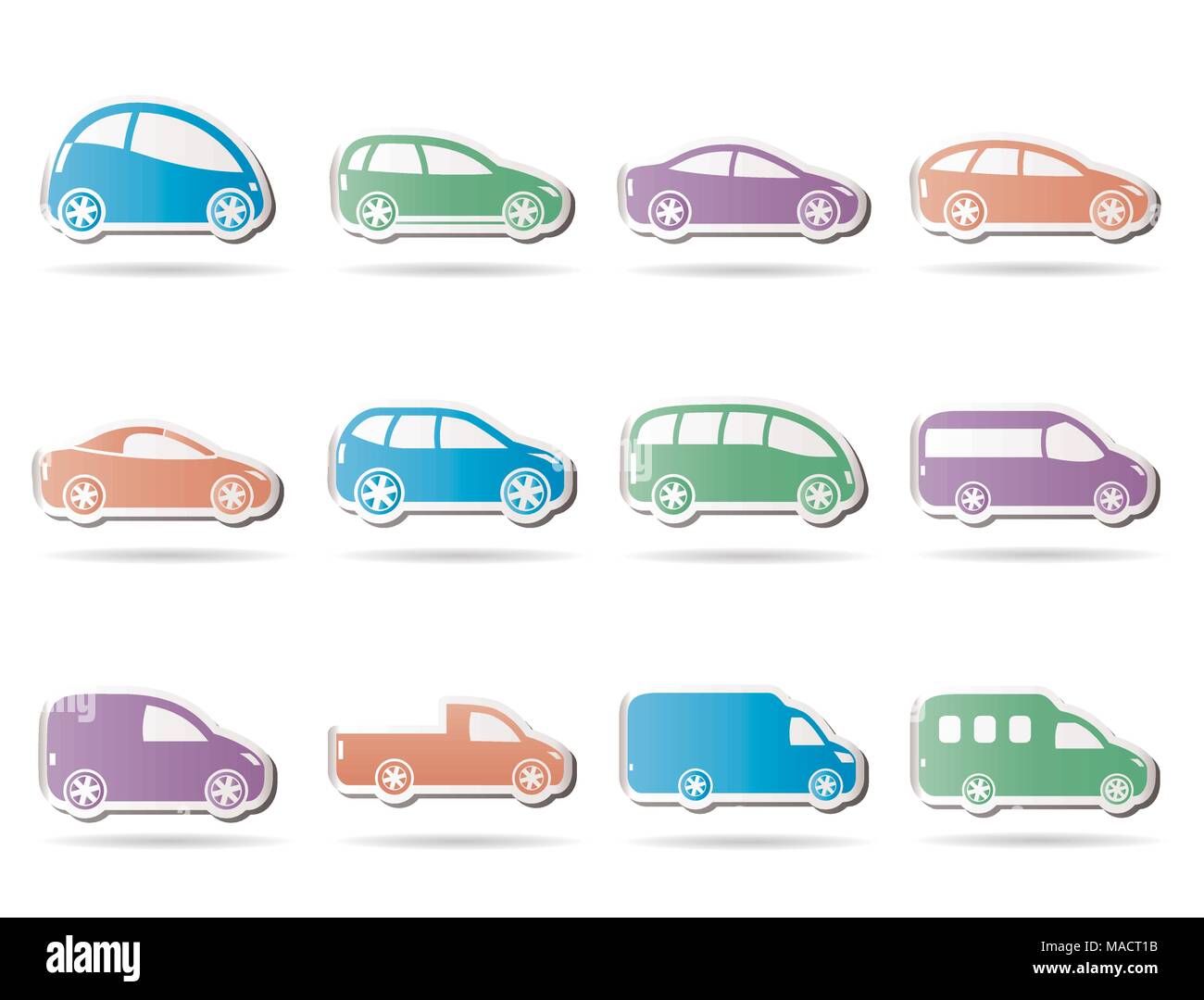 different types of cars icons - Vector icon set Stock Vector Image ...