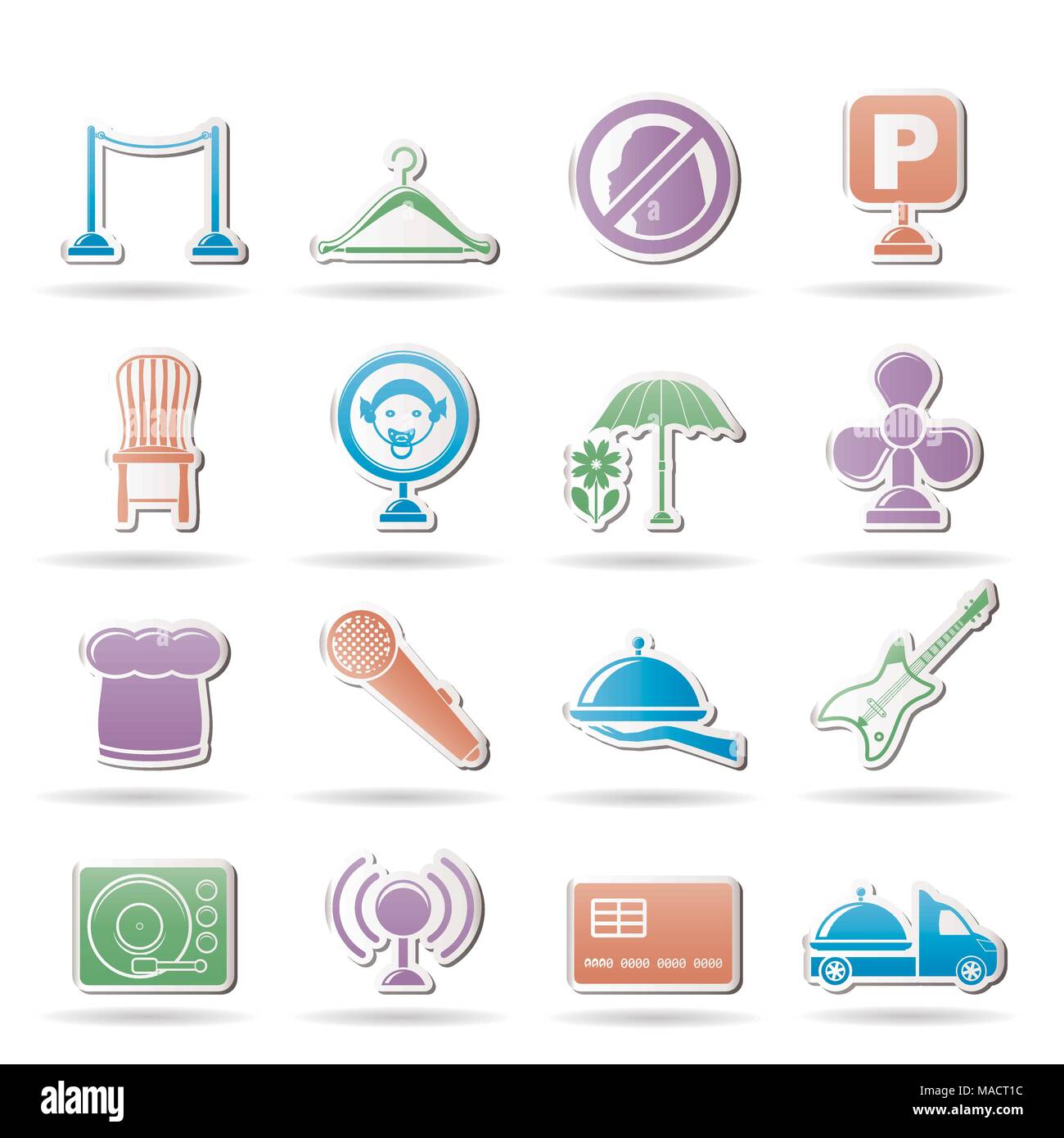 restaurant, cafe, bar and night club icons - vector icon set Stock ...