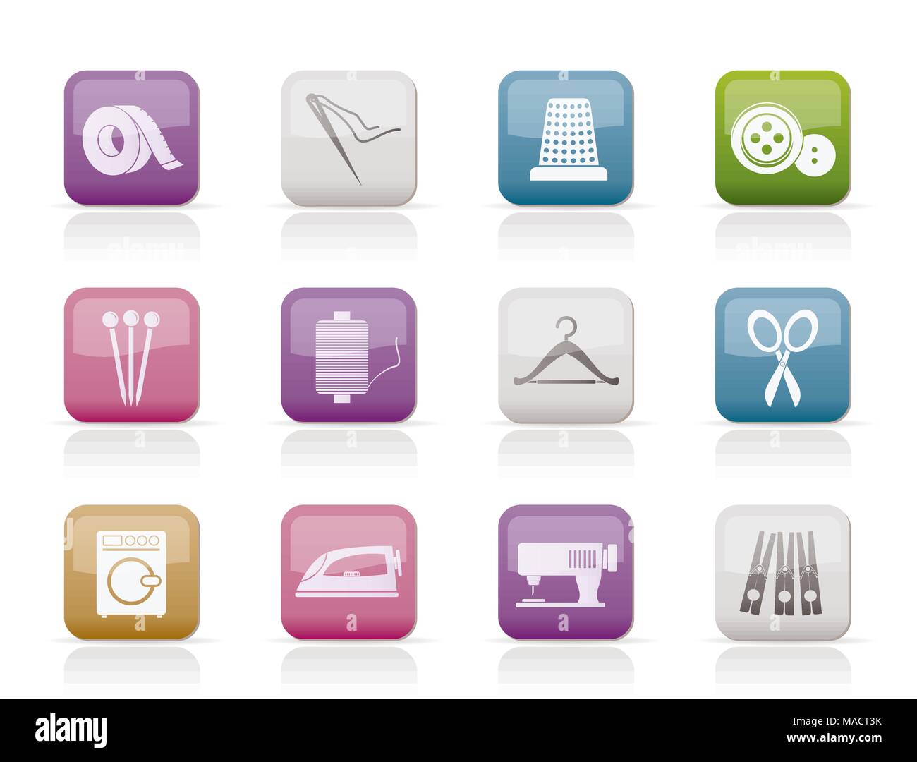Textile objects and industry icons - vector icon set Stock Vector Image ...