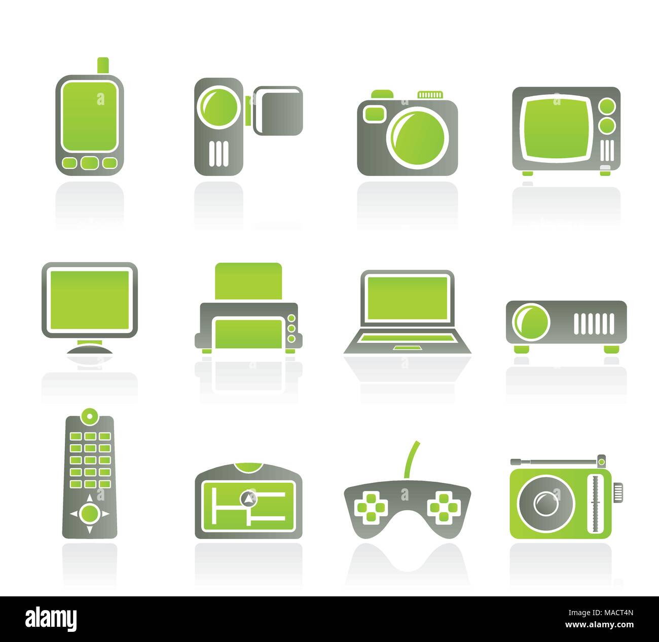 Hi-tech technical equipment icons - vector icon set Stock Vector Image ...