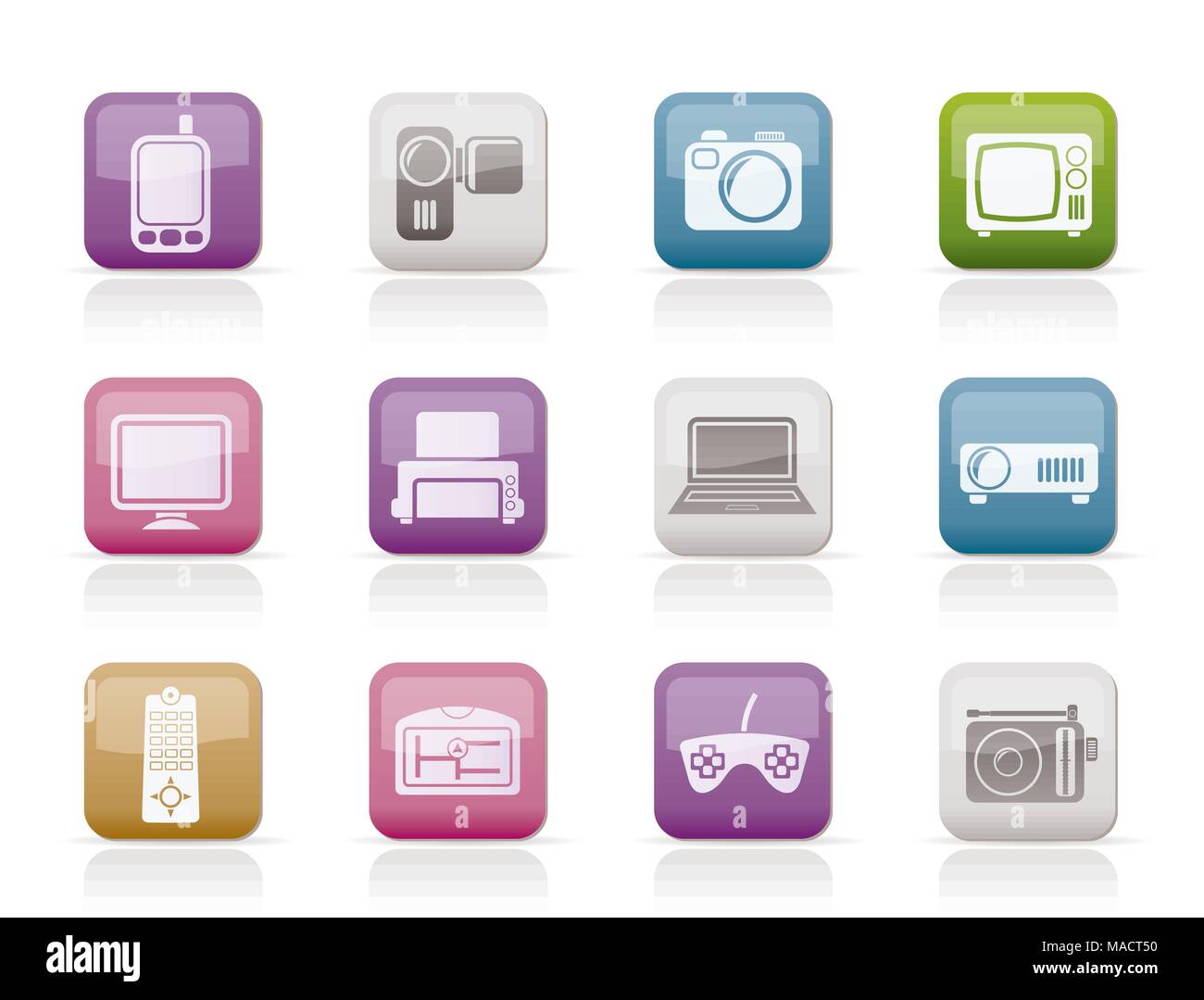 Hi-tech technical equipment icons - vector icon set Stock Vector Image ...