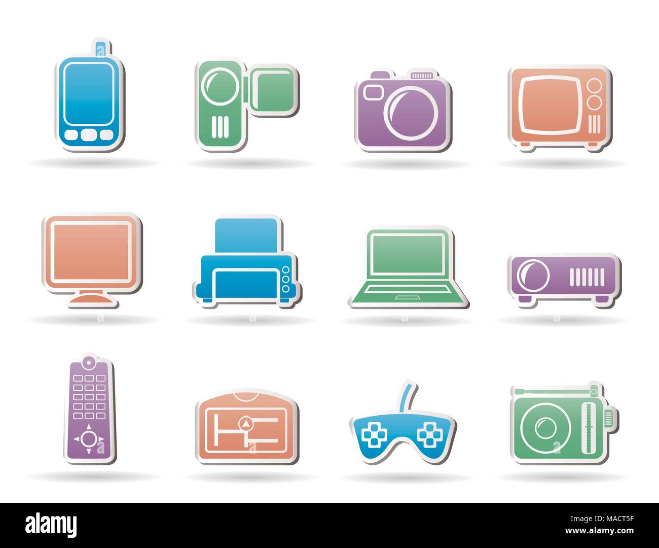 Hi-tech technical equipment icons - vector icon set Stock Vector Image ...
