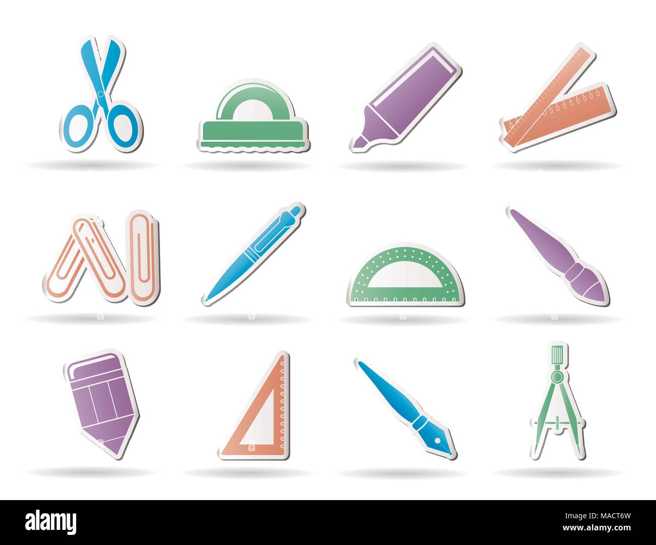 school and office tools icons- vector icon set Stock Vector Image & Art ...